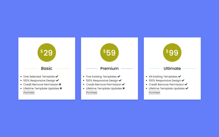How To Make Responsive Pricing Table Card Using Html And Css Rocoderes